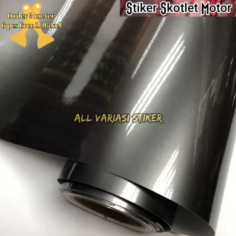 Jual STIKER SKOTLET ABU GREY METALIK CANDY GLOSSY / STICKER SCOTLET ...