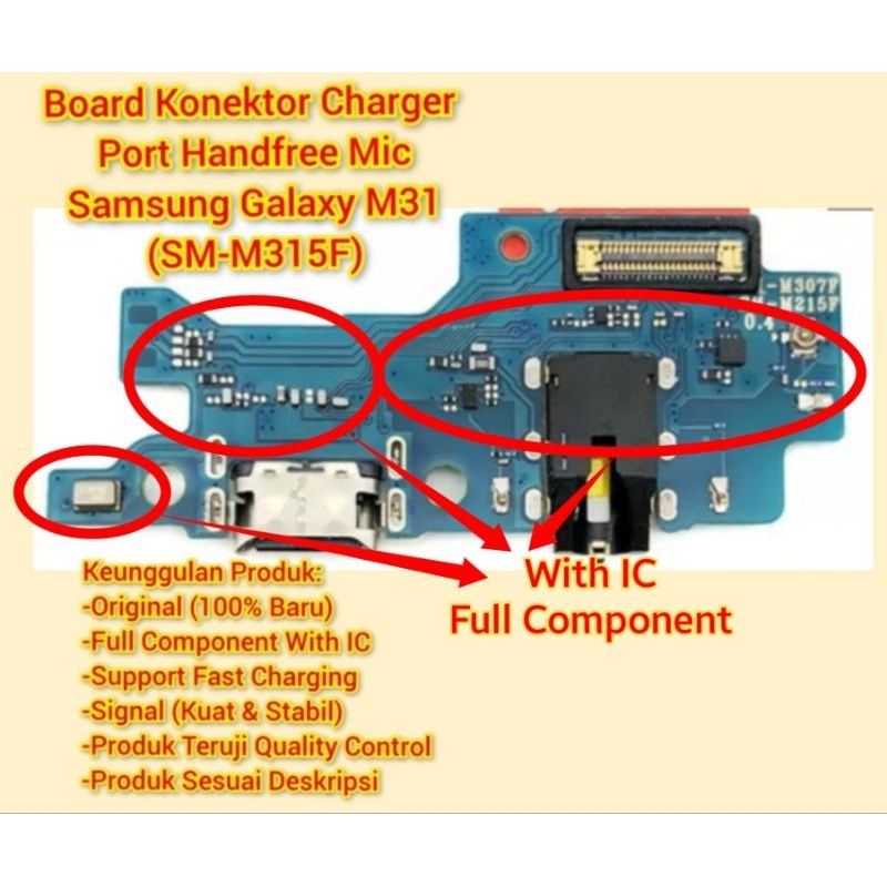 Jual Konektor Charger Mic Port Handfree Samsung Galaxy M31 SM-M315F ...