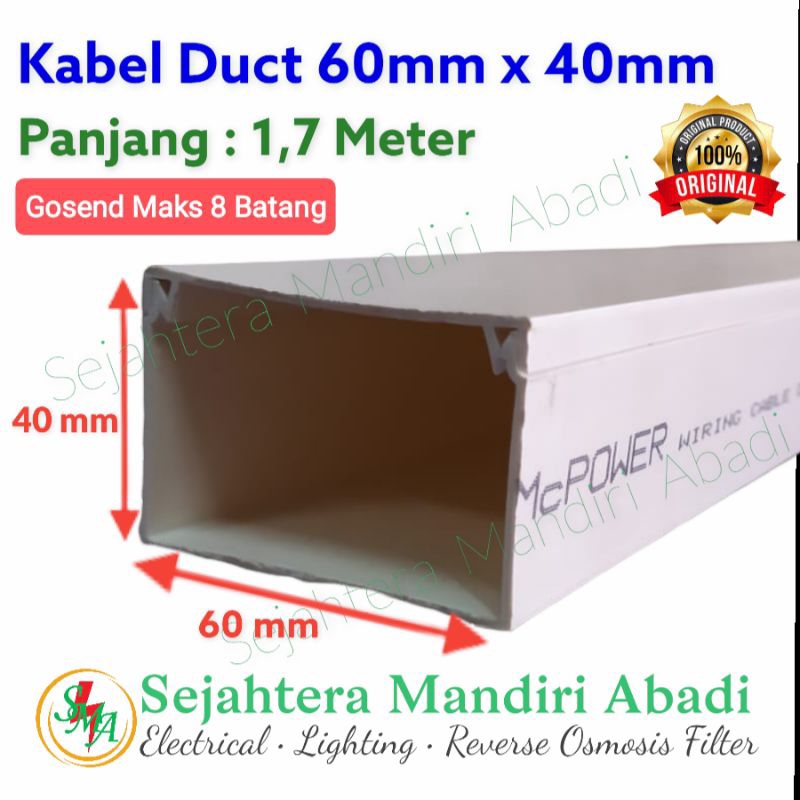 Jual Kabel Dak 60x40 Putih Tutup 1,7 Meter Duct Cable | Shopee Indonesia