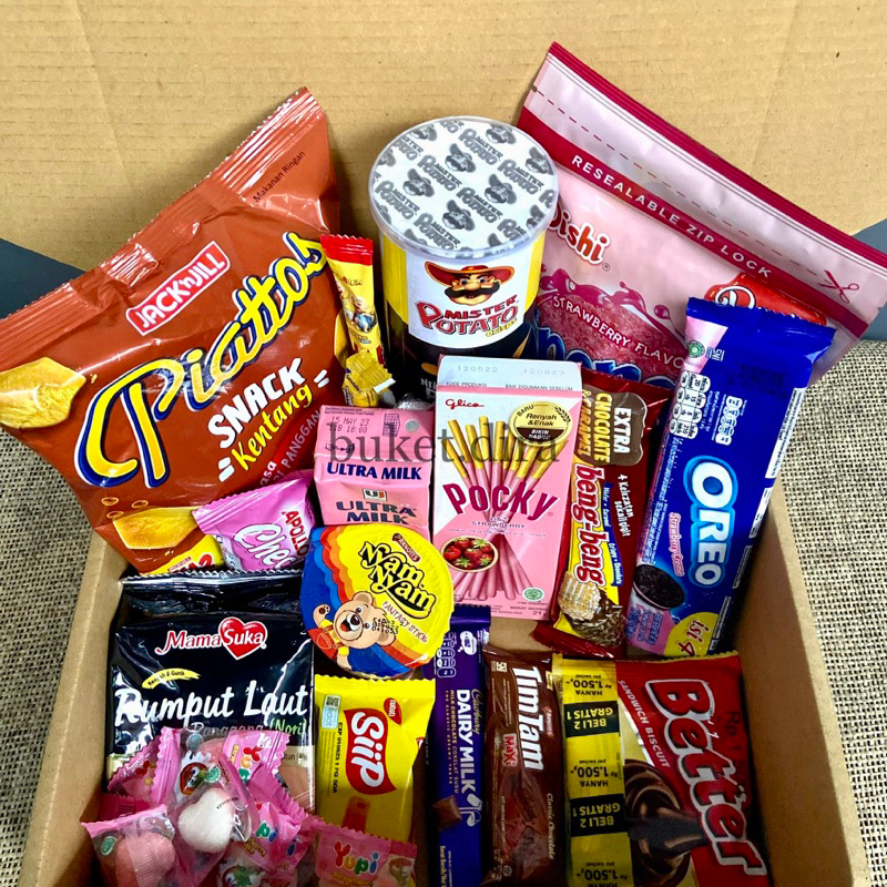 Jual snack box paket hemat - tanpa bunga dan boneka - free kartu ucapan ...