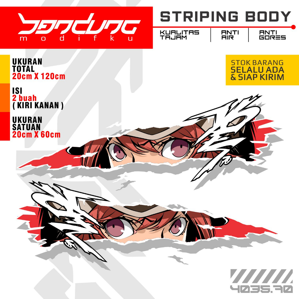 Jual Stiker Decal striping MOTOR / MOBIL anime 3 | Shopee Indonesia