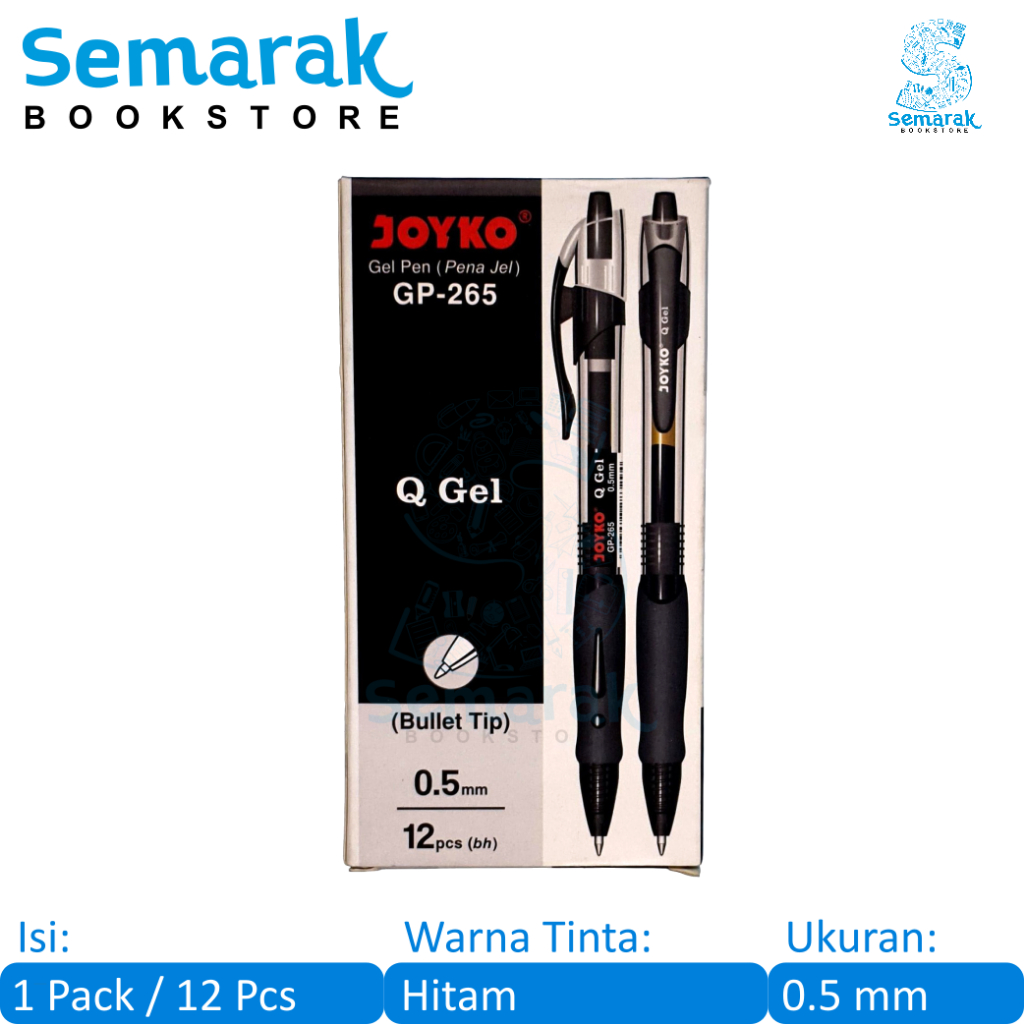 Jual Joyko Q Gel GP-265 Pulpen Jel 0.5 - Hitam [1 Pack / 12 Pcs] | Shopee Indonesia