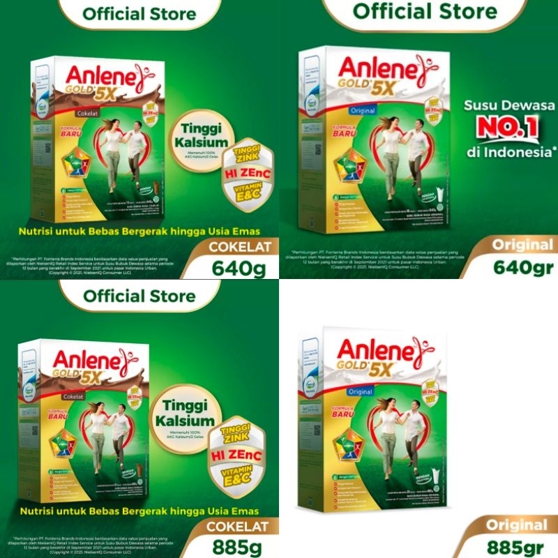 Jual Anlene Gold 5X Original 850gr / Susu Anlene Coklat 620gr / Susu ...