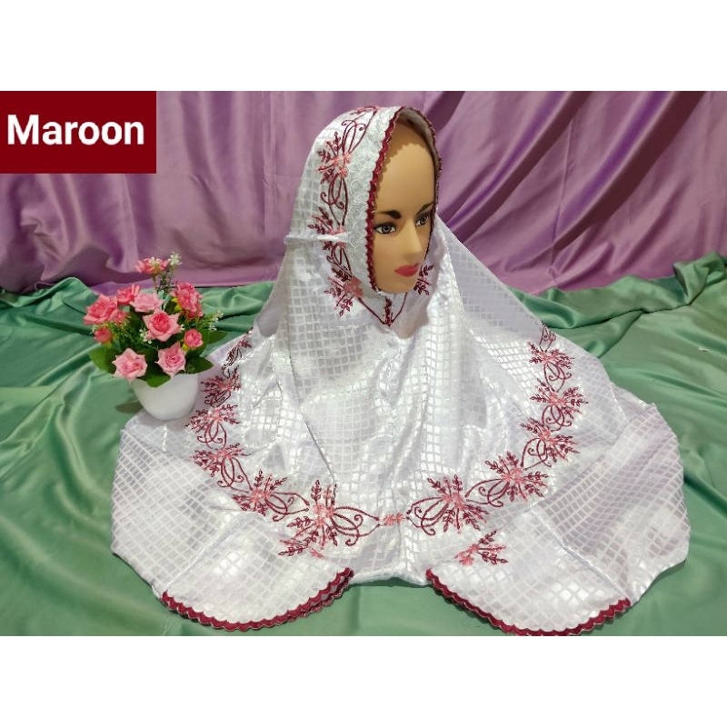 Jual Mukena Terusan Dewasa Sutera Bulgari Motif Bordir Padi Padi ...