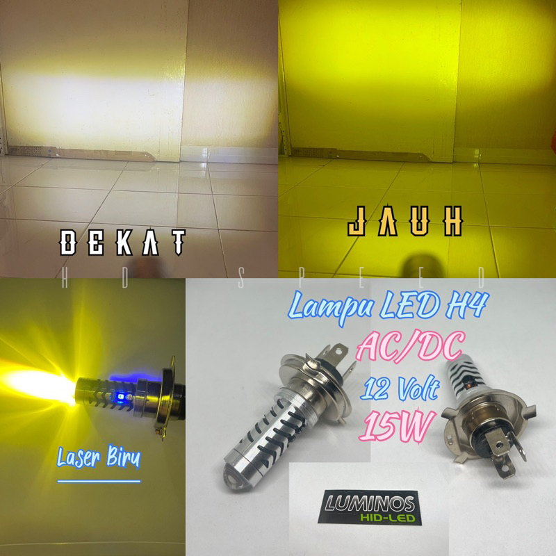 Jual Lampu LED Utama H4 Laser LUMINOS LS2 AC/DC HI-LO 2Warna Super ...
