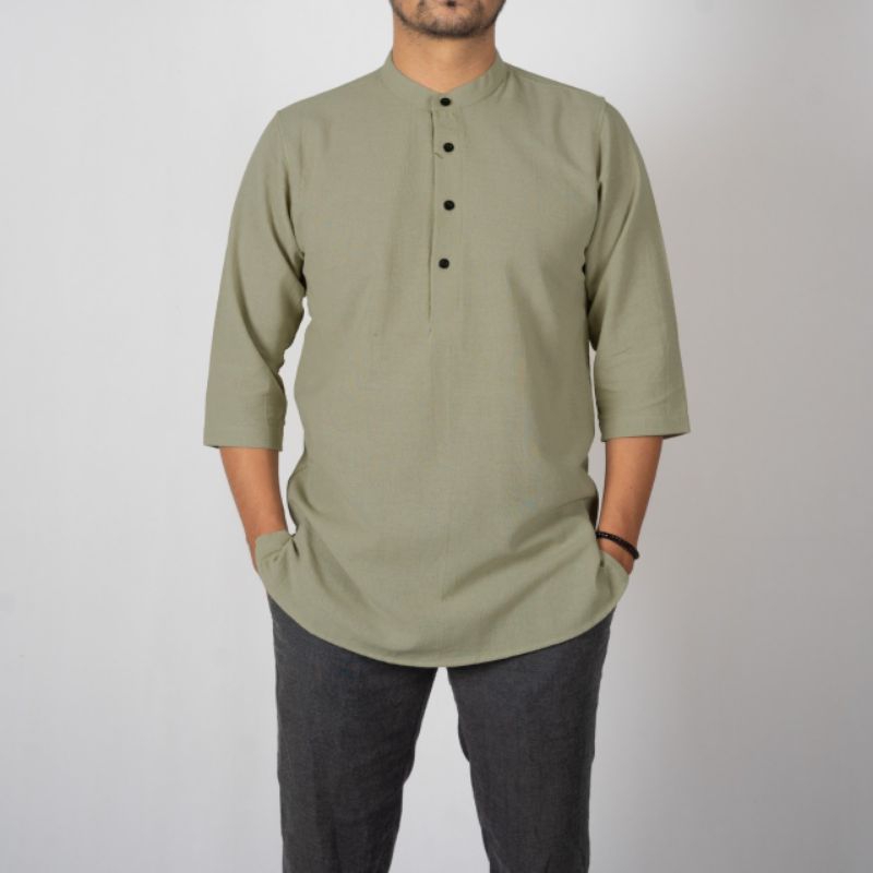 Jual Baju Koko Linen Polos Pria Dewasa Pakaian Kurta Pakistan Muslim ...