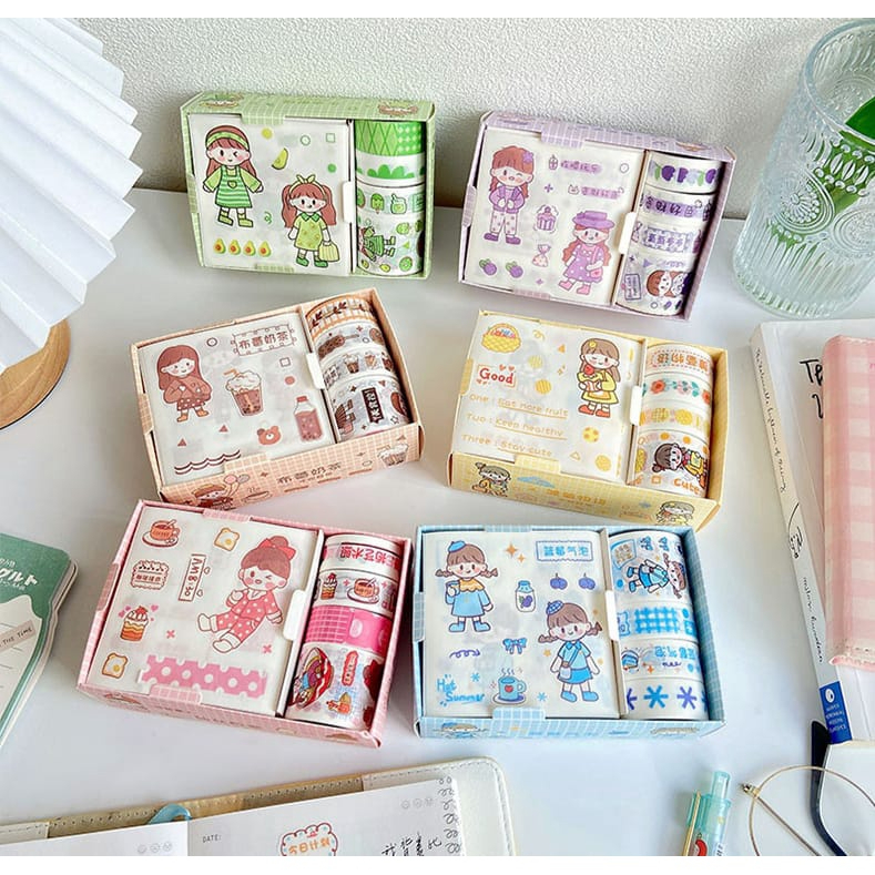 Jual Complete DIY Washi Sticker Set Decorative aesthetic / Stickers set ...