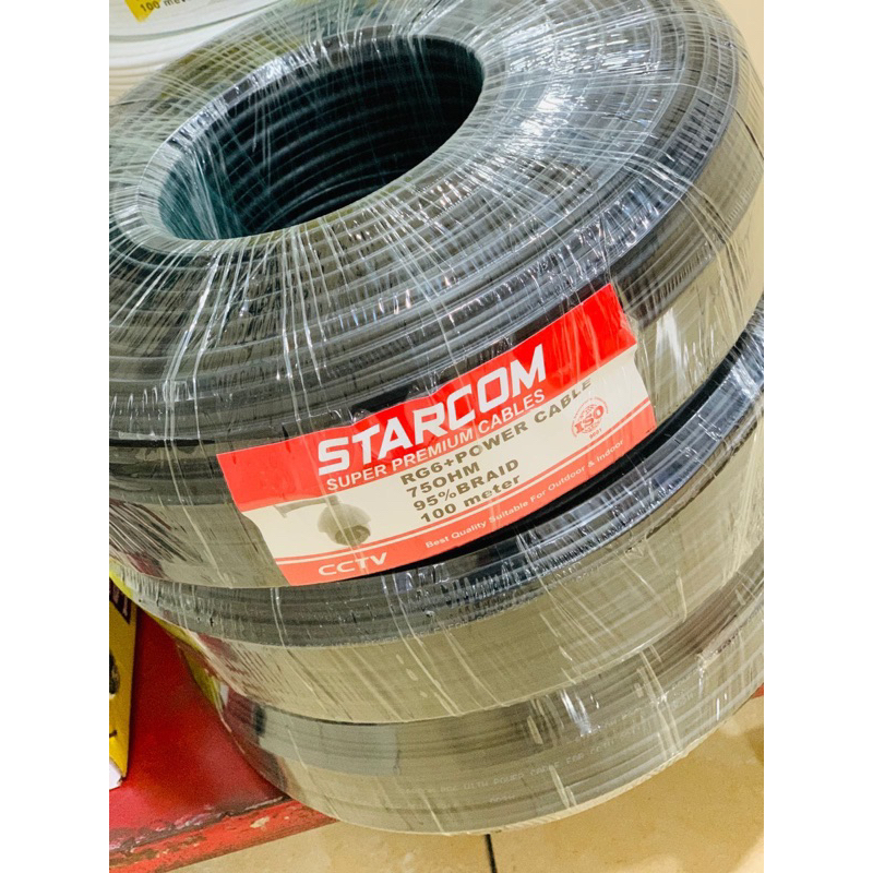 Jual KABEL CCTV RG6 STARCOM - POWER HITAM | 100 METER | Shopee Indonesia