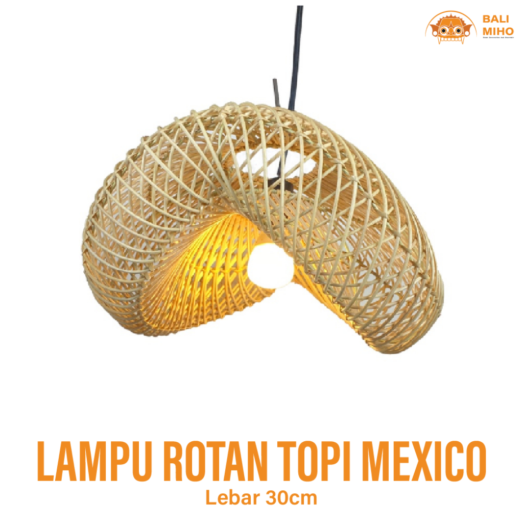 Jual Kap Lampu Rotan Topi Mexico Ukuran 30 cm - Kap Lampu Rotan Rattan ...