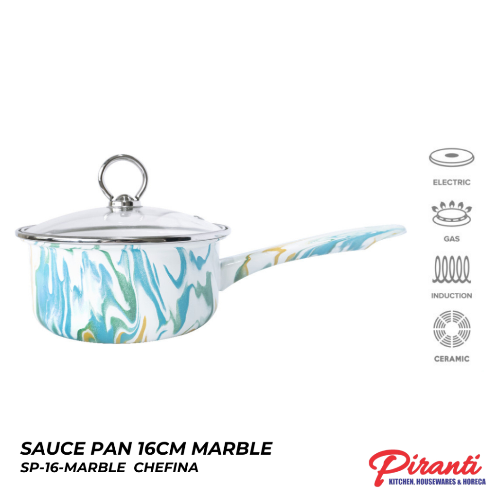 Jual CHEFINA Sauce Pan 16 cm - Panci Enamel Motif Marble SP-16-MARBLE ...