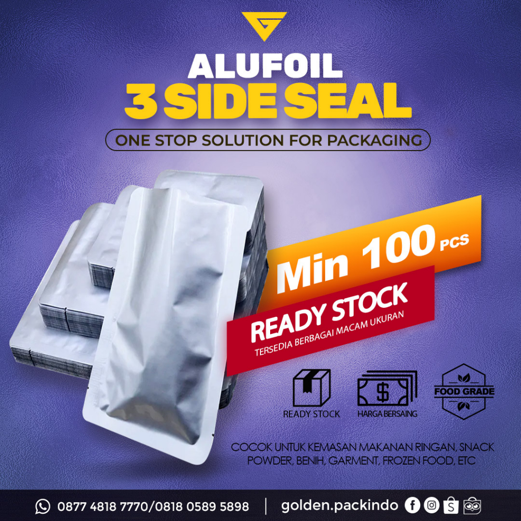 Jual KEMASAN 3 SIDE SEAL SACHET ALUFOIL | Shopee Indonesia
