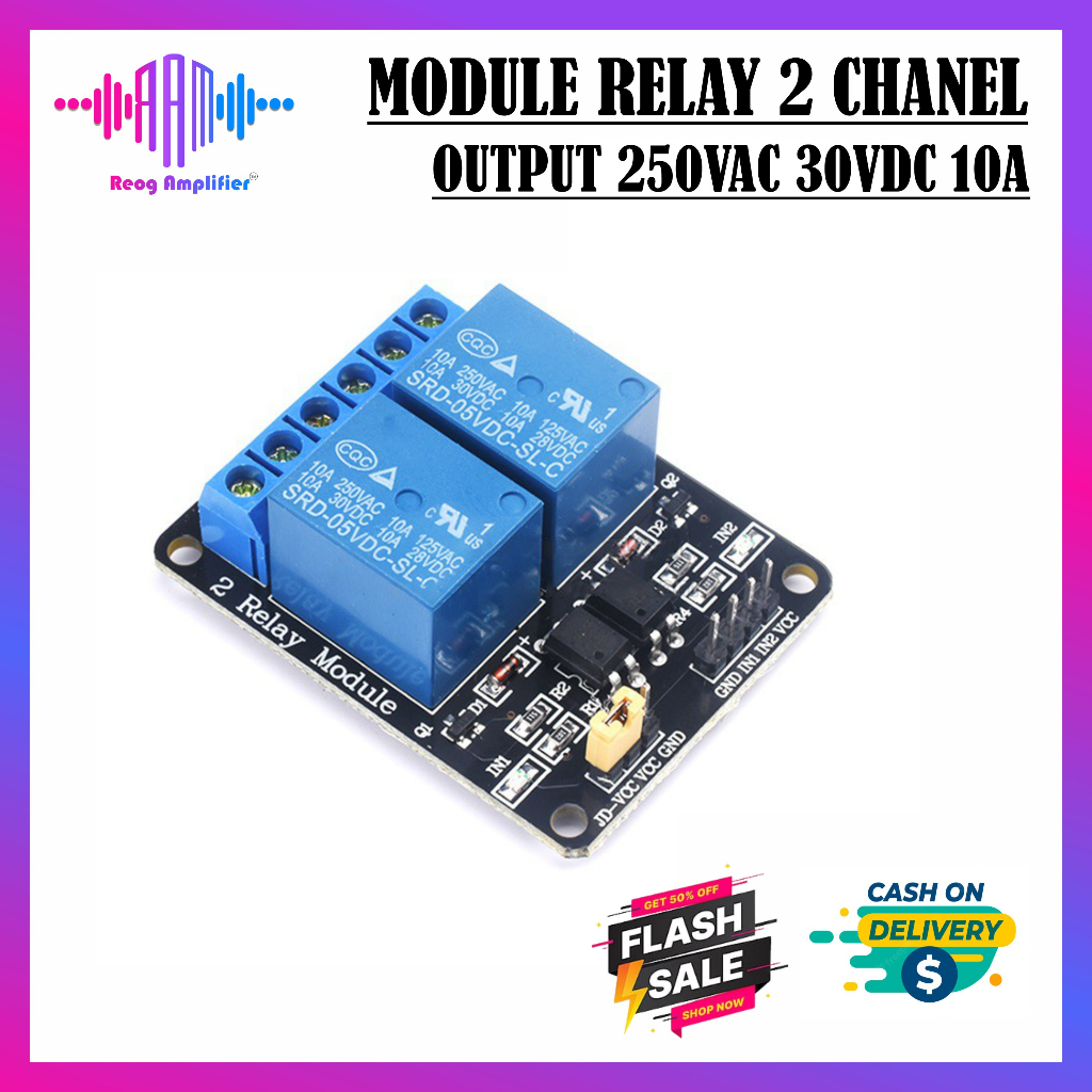 Jual RELAY 5V 2 CHANNEL OUTPUT 250VAC 30VDC 10A WITH OPTOCUPLER MODUL ...