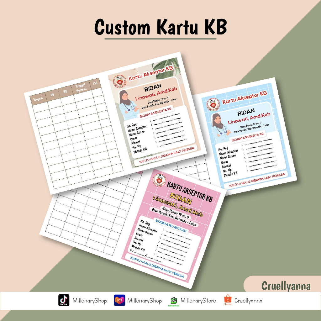 Jual Kartu KB - Kartu KB Bidan - Kartu KB dokter - 034 | Shopee Indonesia