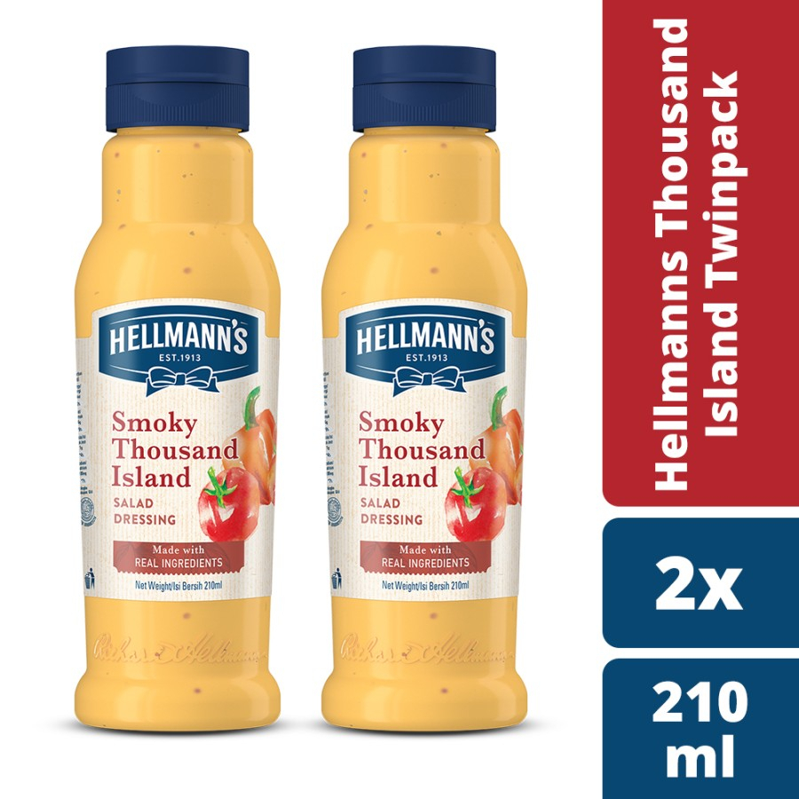 Jual Hellmann's Smoky Thousand Island Salad Dressing 210ml Twinpack ...