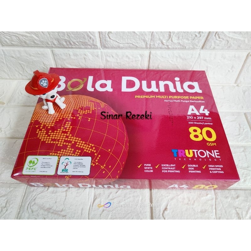 Jual 500 lembar!! Bola Dunia A4 F4 80gsm/kertas HVS A4 bola dunia 80gsm ...