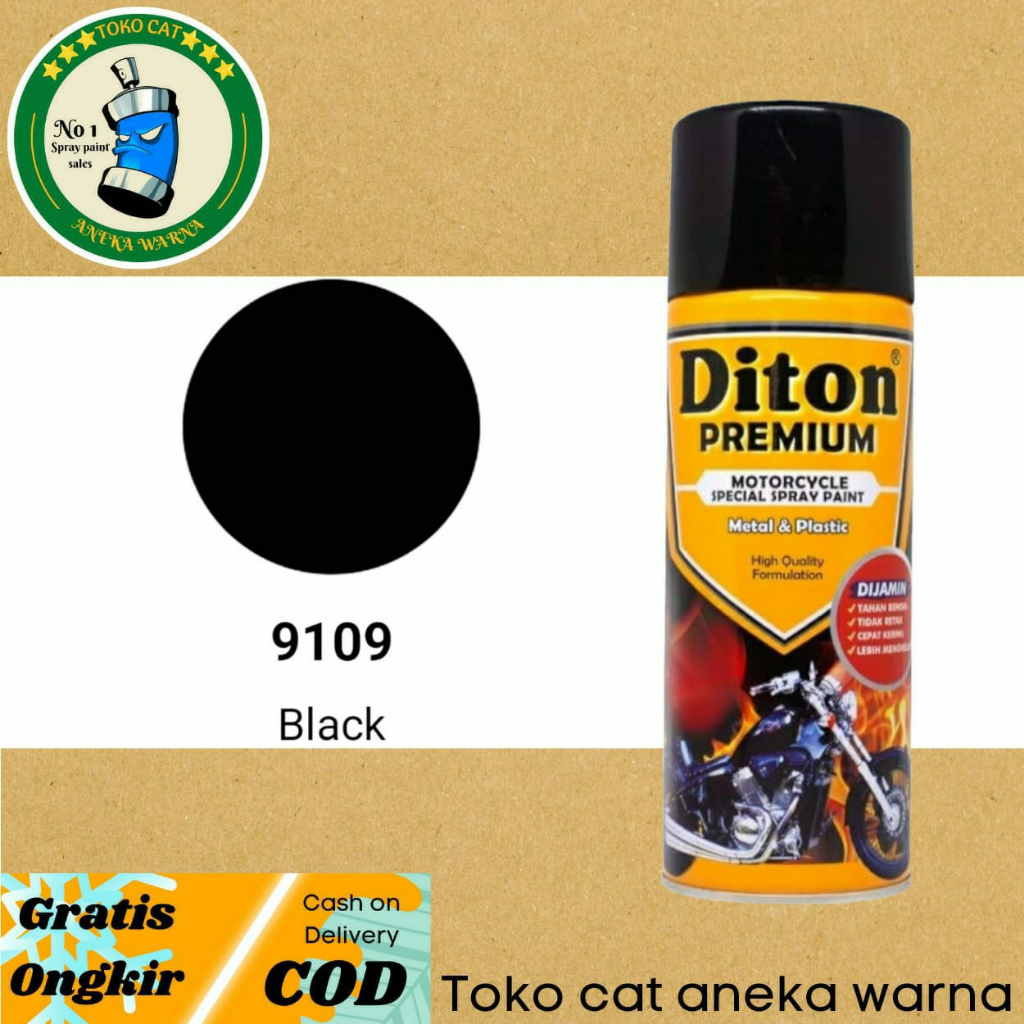 Jual diton premium black glossy hitam gloss 9109 400ml pilox pilok cat semprot spray paint ...