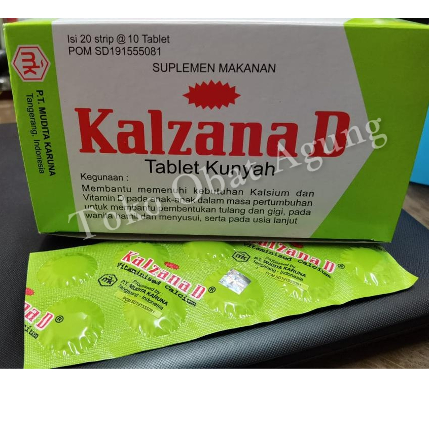 Jual Kalzana D tablet kunyah (Kemasan 1 Strip). Kalsium Untuk Dewasa ...