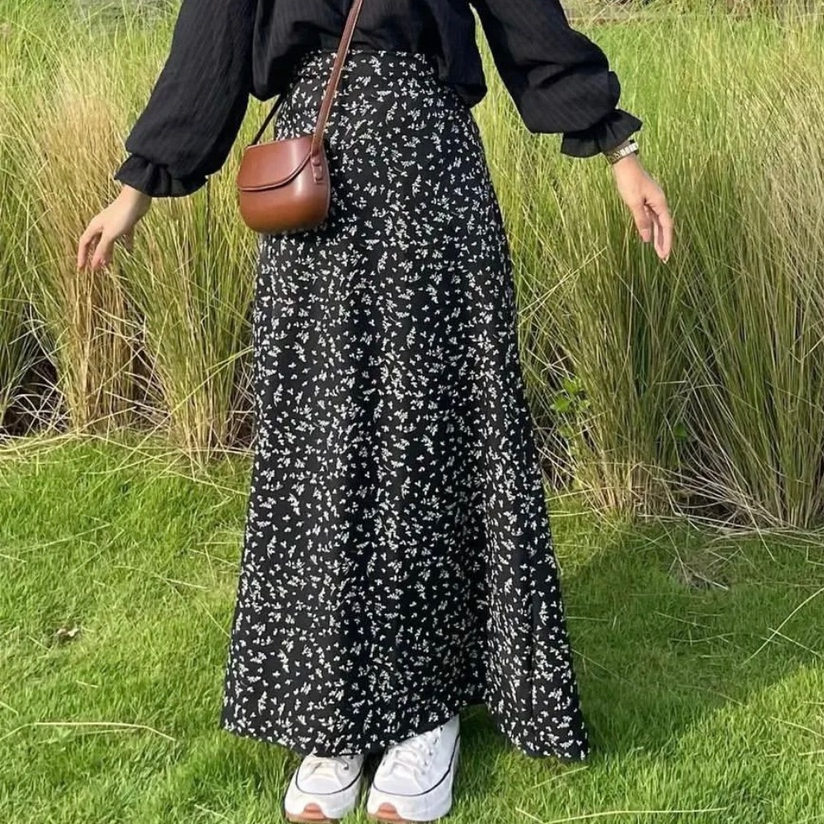 Jual SAKURA PATTERN - FLORAL SKIRT / ROK SPAN PANJANG MOTIF BUNGA / ROK ...