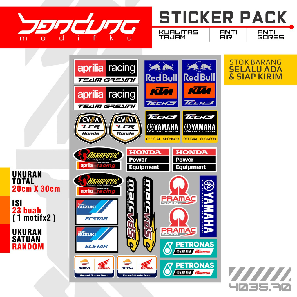 Jual Stiker Decal Set / Pack1 Set Isi 23 Motif sponsor motoGP | Shopee ...