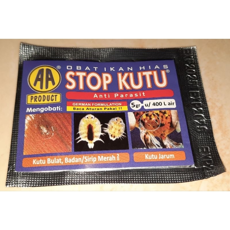 Jual obat ikan STOP KUTU akari 5 gram ( alufoil ) ( anti parasit , kutu ...