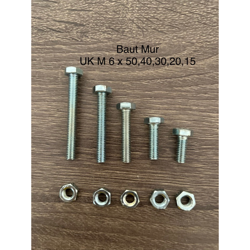 Jual Baut Mur Galvanis M6x50,40,30,20,15 | Shopee Indonesia