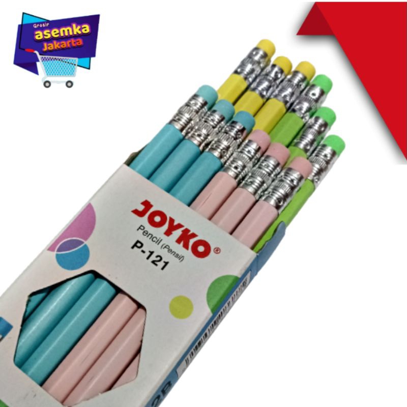 Jual Pensil 2B Joyko P-121 Clean Eraser ada Penghapus 12pcs | Shopee ...