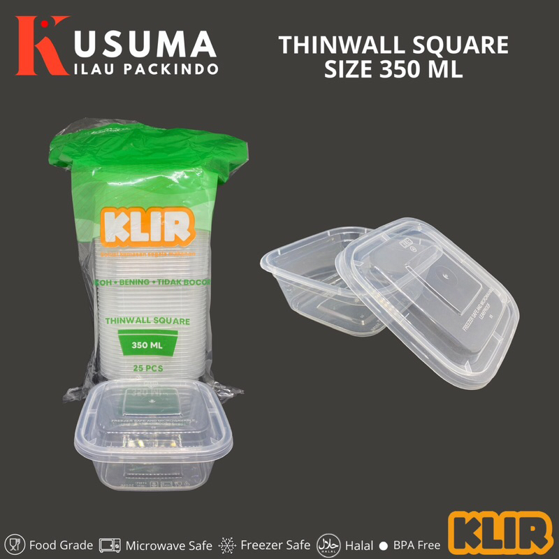 Jual Klir Thinwall Square Persegi 350ml 500ml Isi 25pcs Per Pack 25