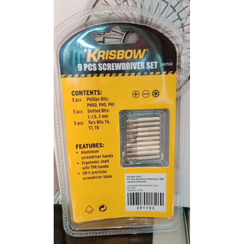 Jual Obeng Mini Set/Obeng Kacamata/Screwdriver Set Krisbow 9pcs ...