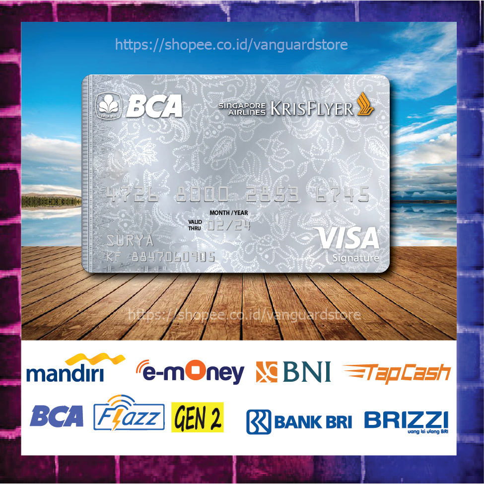 Jual KARTU E MONEY E TOLL KRISFLYER BCA VISA PLATINUM CREDIT MANDIRI ...