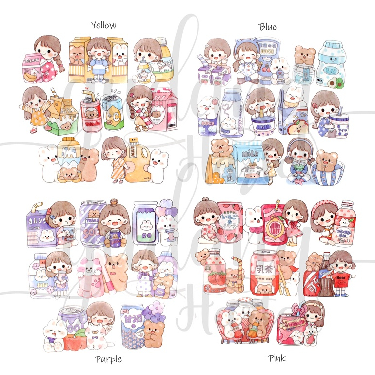 Jual STtiker Cute Chibi Gilr Stiker Motif Cewek Dan Buah Minuman Lucu ...