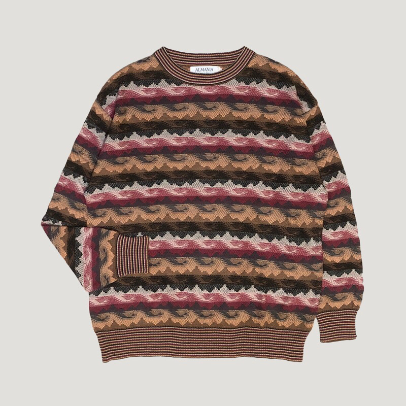 Jual Sweater Full Motif (Almania) | Vintage Almania Striped Art Pattern ...