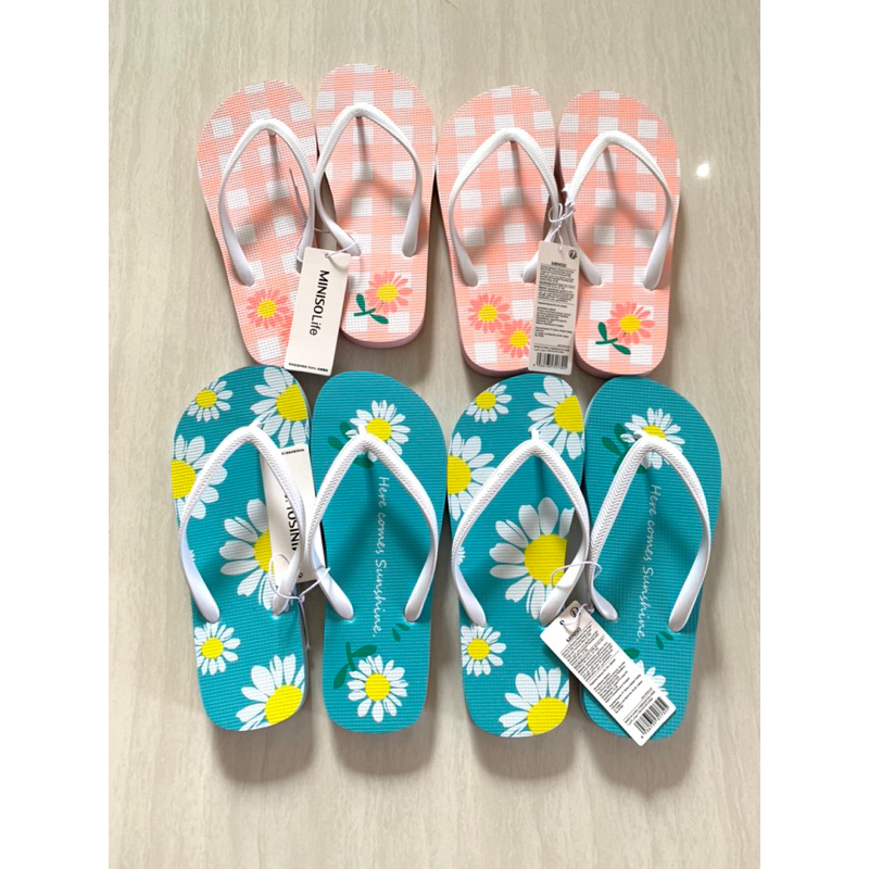 Jual sandal miniso sunrise sunflowers women flip flop sendal | Shopee ...