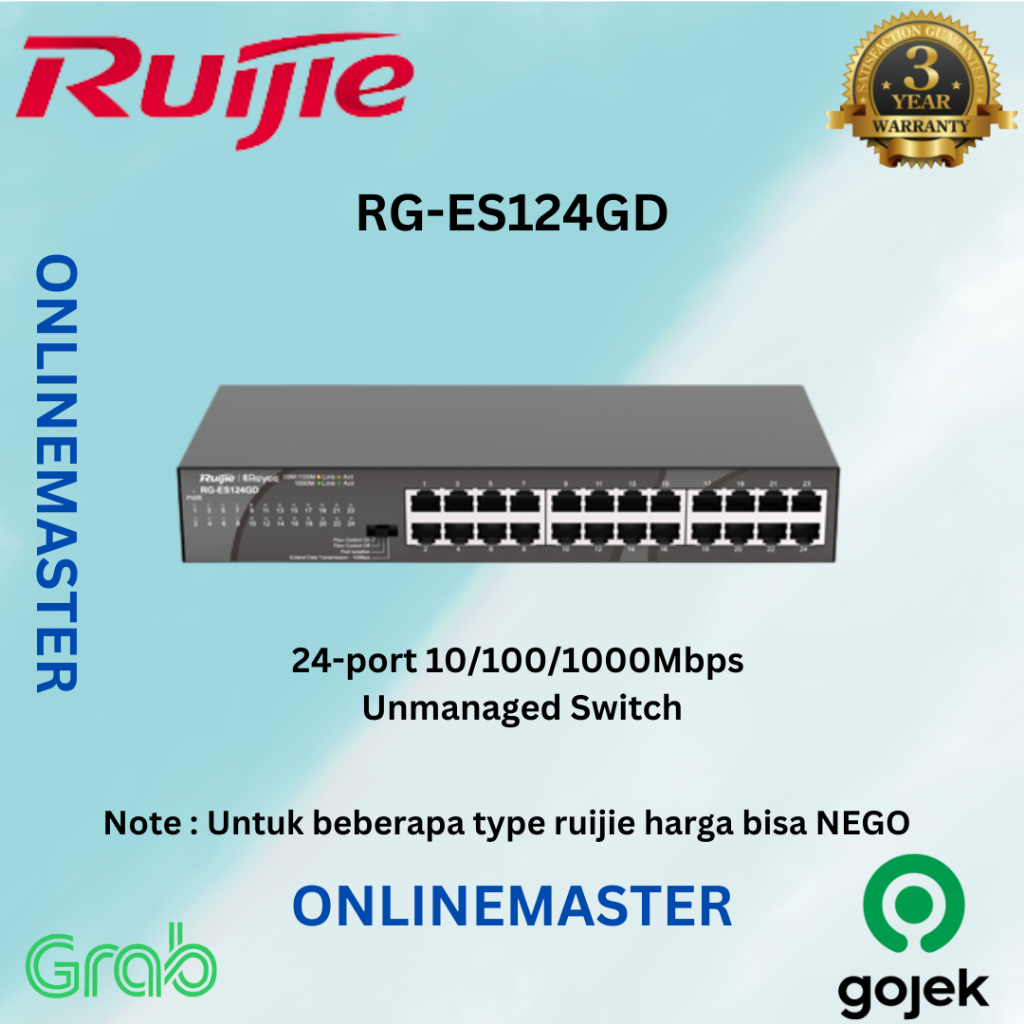 Jual Ruijie RG-ES124GD 24 Port Gigabit Unmanaged Desktop Switch Casing ...