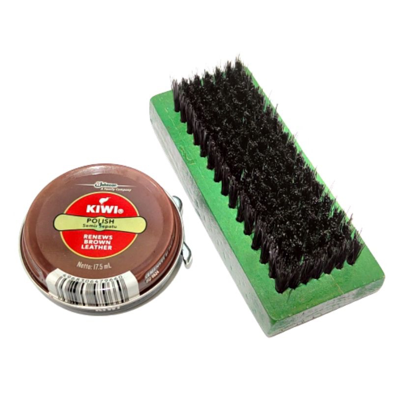 Jual [ERA] Semir Sepatu Kiwi shoe Polish Besar 45ml 17,5ml Lengkap + Sikat semir | Shopee Indonesia