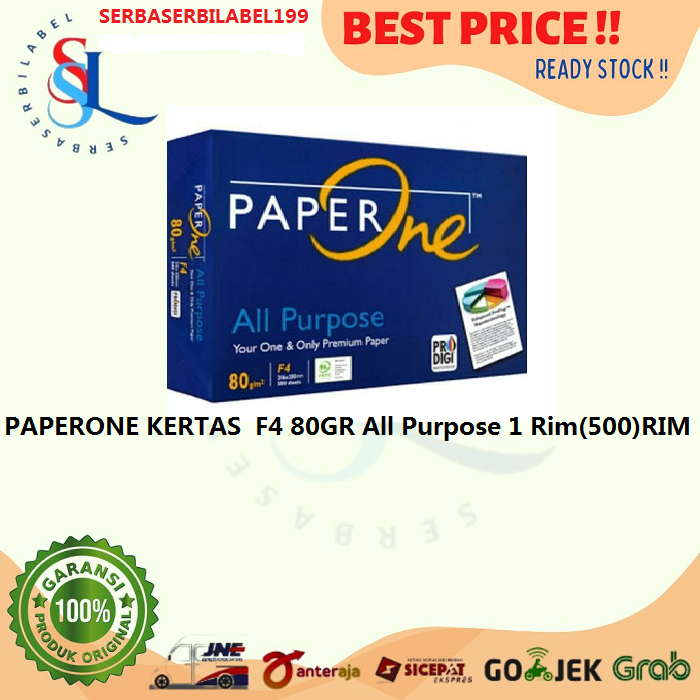 Jual PAPERONE KERTAS F4 80GR All Purpose 1 Rim (500 lembar) Kertas HVS ...