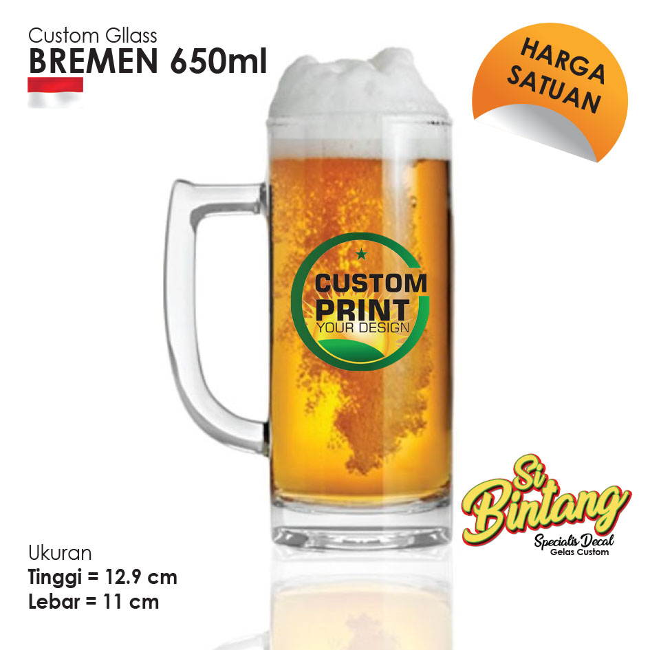 Jual GELAS BEER CUSTOM LOGO [harga satuan]- DESIGN BEBAS - Gelas Cafe ...