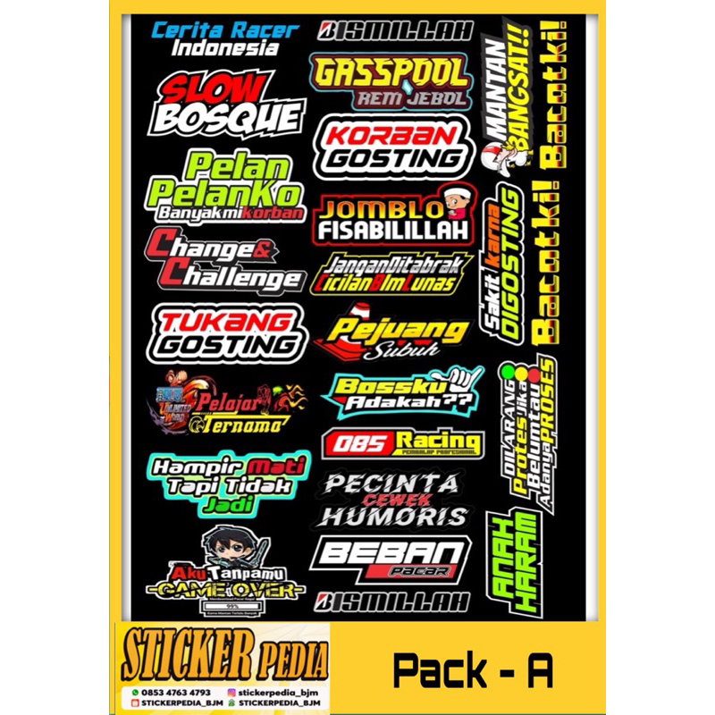 Jual sticker pack, stiker racing, laminasi, tulisan viral | Shopee ...