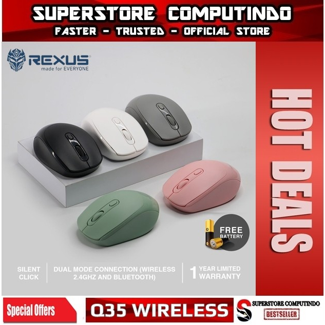 Jual Rexus Q35 Wireless Silent Click Office Mouse | Shopee Indonesia