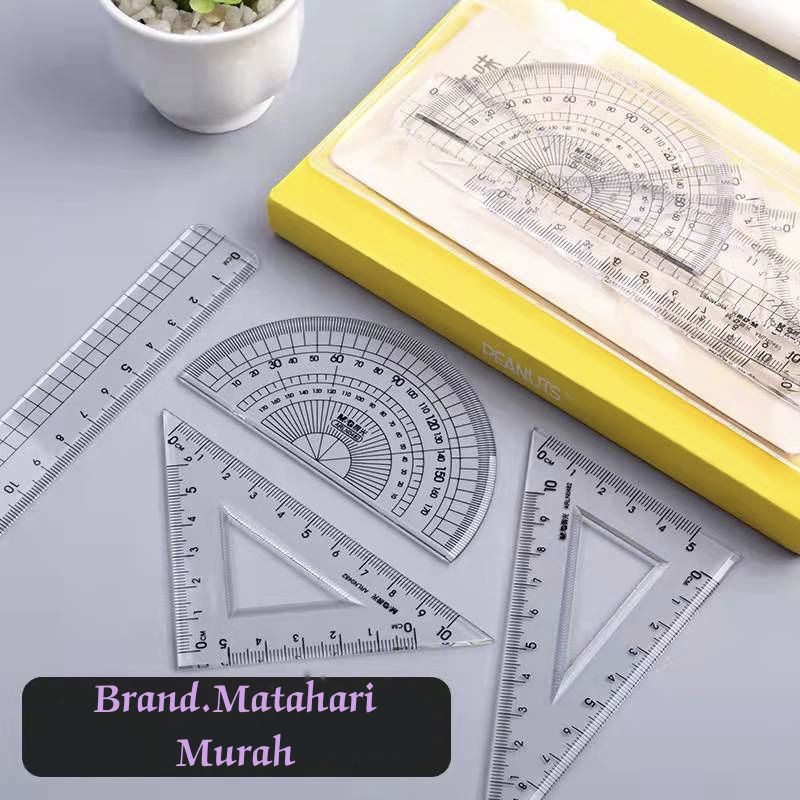 Jual 4 in 1| 1 SET PENGGARIS BUSUR/penggaris mistar/penggaris mika ...