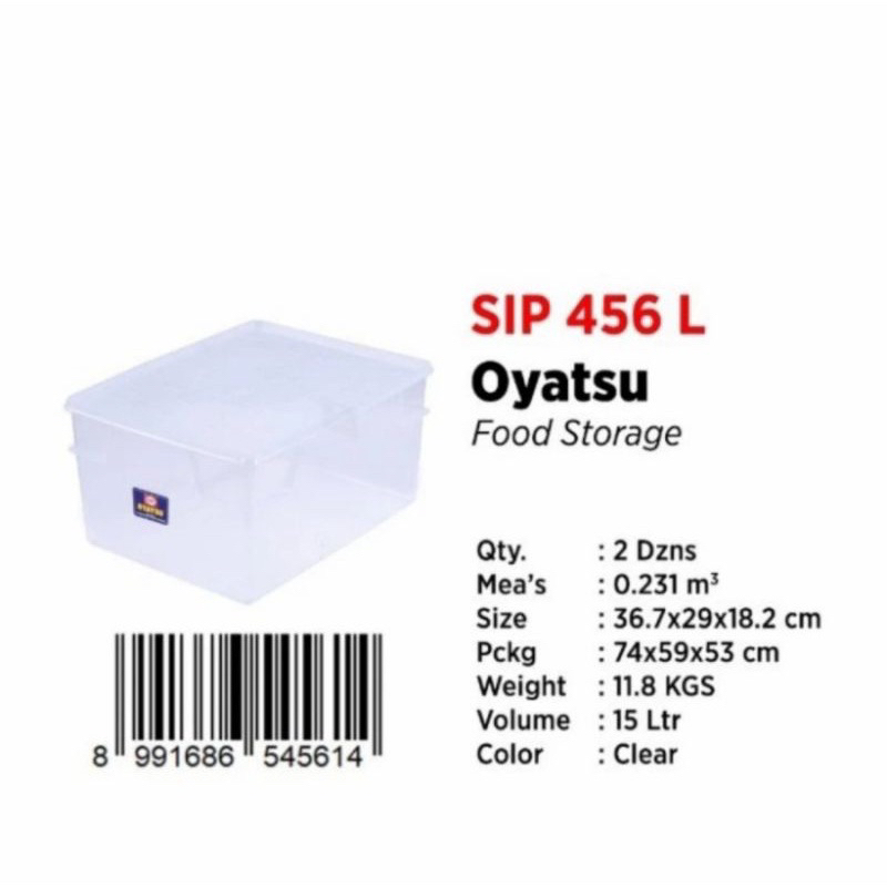 Jual Food Storage Oyatsu SIP 456 L Shinpo / Sealware Segi Bening Transparan / Organizer Box ...