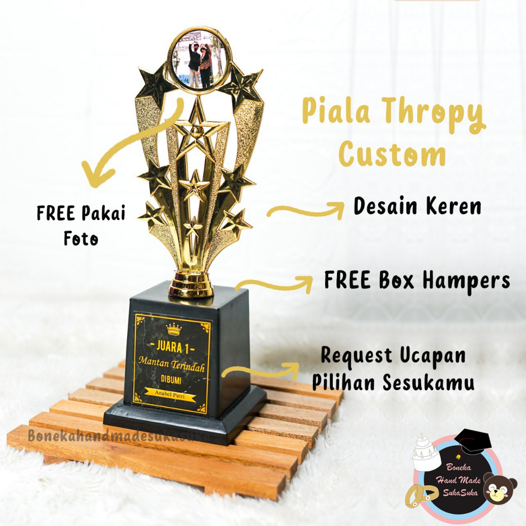 Jual Piala Penghargaan Kejuaraan Trophy Custom Foto dan Ucapan 1 HARI ...