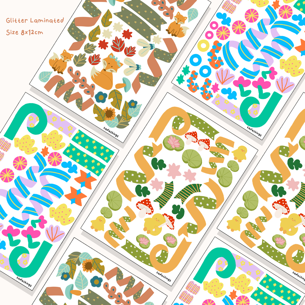 Jual Confetti Ribbon Glitter Deco Sticker Sheet For Toploader - Ruppa ...