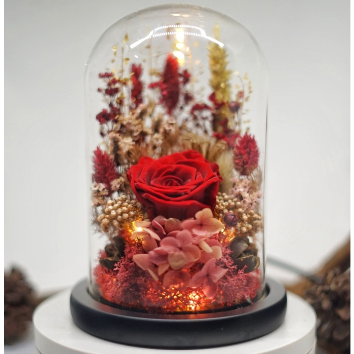 Jual Flower Glass Dome Dorana Florist Bunga Mawar / Rose Built in LED ...