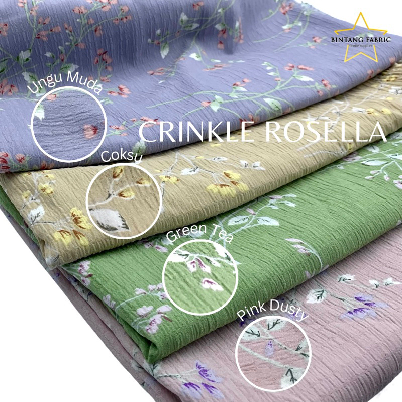 Jual Bahan Kain Gamis Crinkle Cringkle Motif Rosella 0,5 meter | Shopee ...