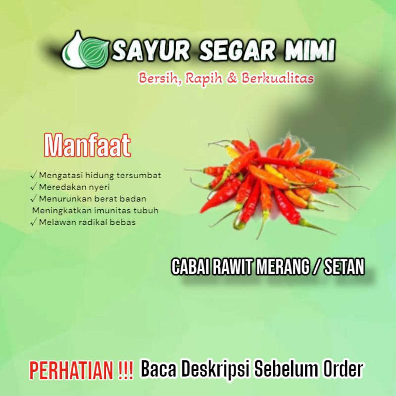 Jual Cabai Rawit Merah / Cabai Burung / Cabai Setan - Sᴀʏᴜʀ Sᴇɢᴀʀ ♏ɪᴍɪ ...