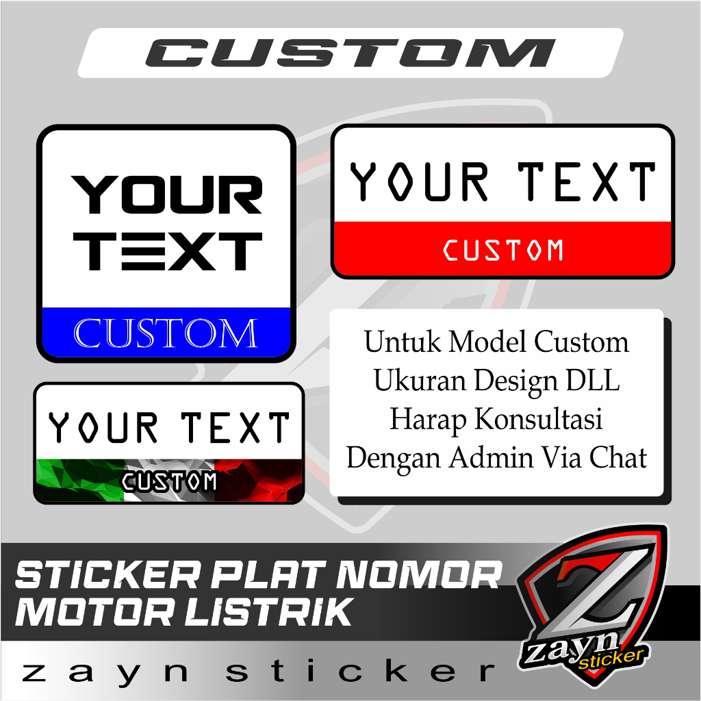 Jual STICKER STIKER PLAT NOMOR MOTOR LISTRIK ELECTRIC UWINFLY VESPA ...
