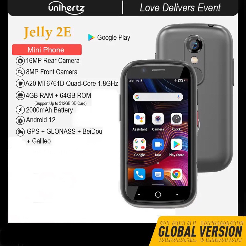 Jual Unihertz Jelly 2E 4GB + 64GB Smartphone Mini 2000mah 4G Android 12 NFC | Shopee Indonesia