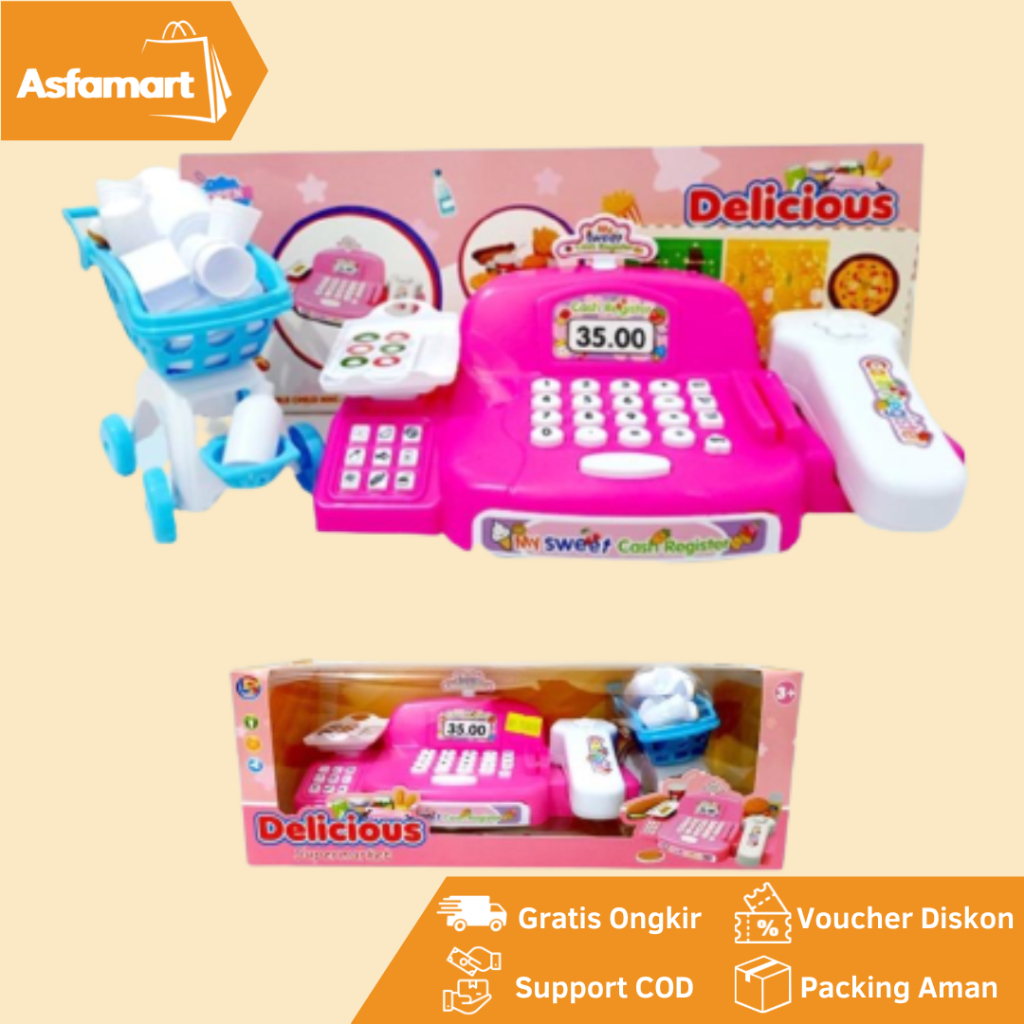 Jual MAINAN CASH REGISTER MEDIUM BISA NYALA BATERAI MESIN KASIR SCAN ...