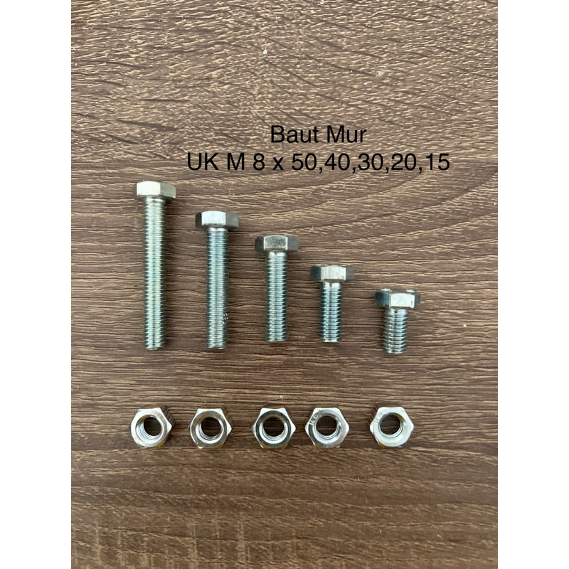 Jual Baut Mur Galvanis Putih M8x15,20,30,40,50,60,70,80,90,120 ( Kunci ...