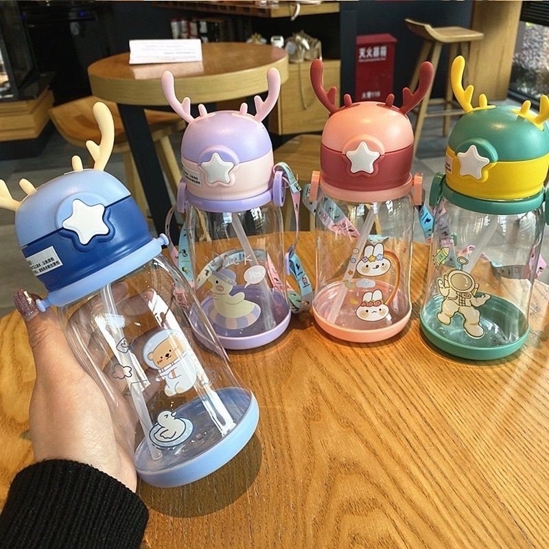 Jual [Bebeluv] Botol Minum Anak Tanduk Rusa Tali Panjang 600ml / Botol Minum Anak Sedotan BPA ...